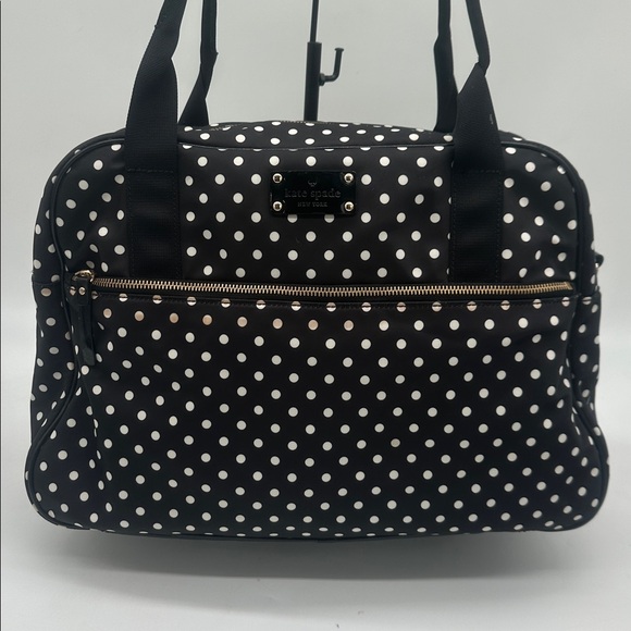kate spade | Bags | Kate Spade Black And White Polka Dotted Weekender ...